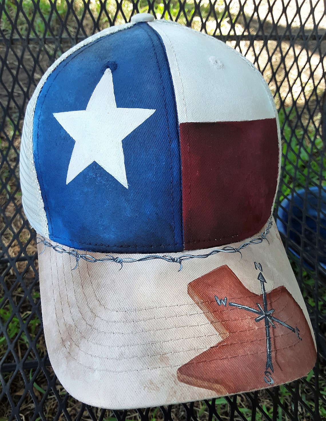Texas Direction Trucker Cap, Adult Hand Painted Cap for Men or Women ...