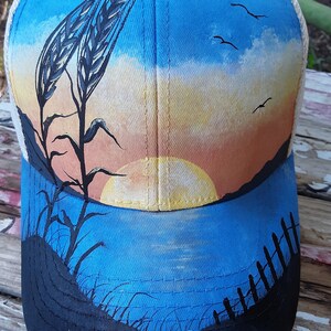 Sunset Trucker Cap, Adult Hand Painted Caps for Men or Women, Art ...