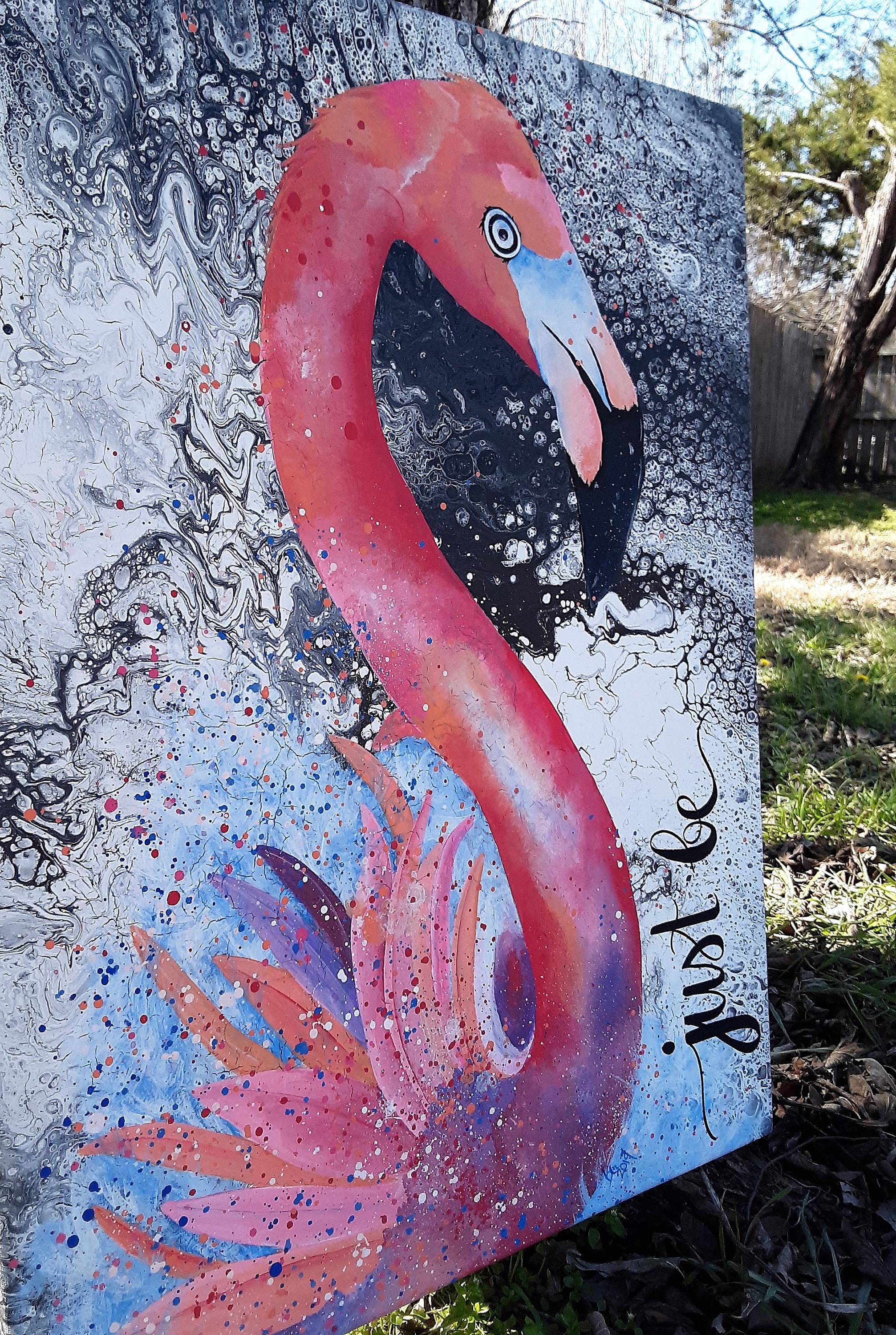 Flamingo Original Painting 18 X 24 Canvas, Motivational Art, Bedroom ...