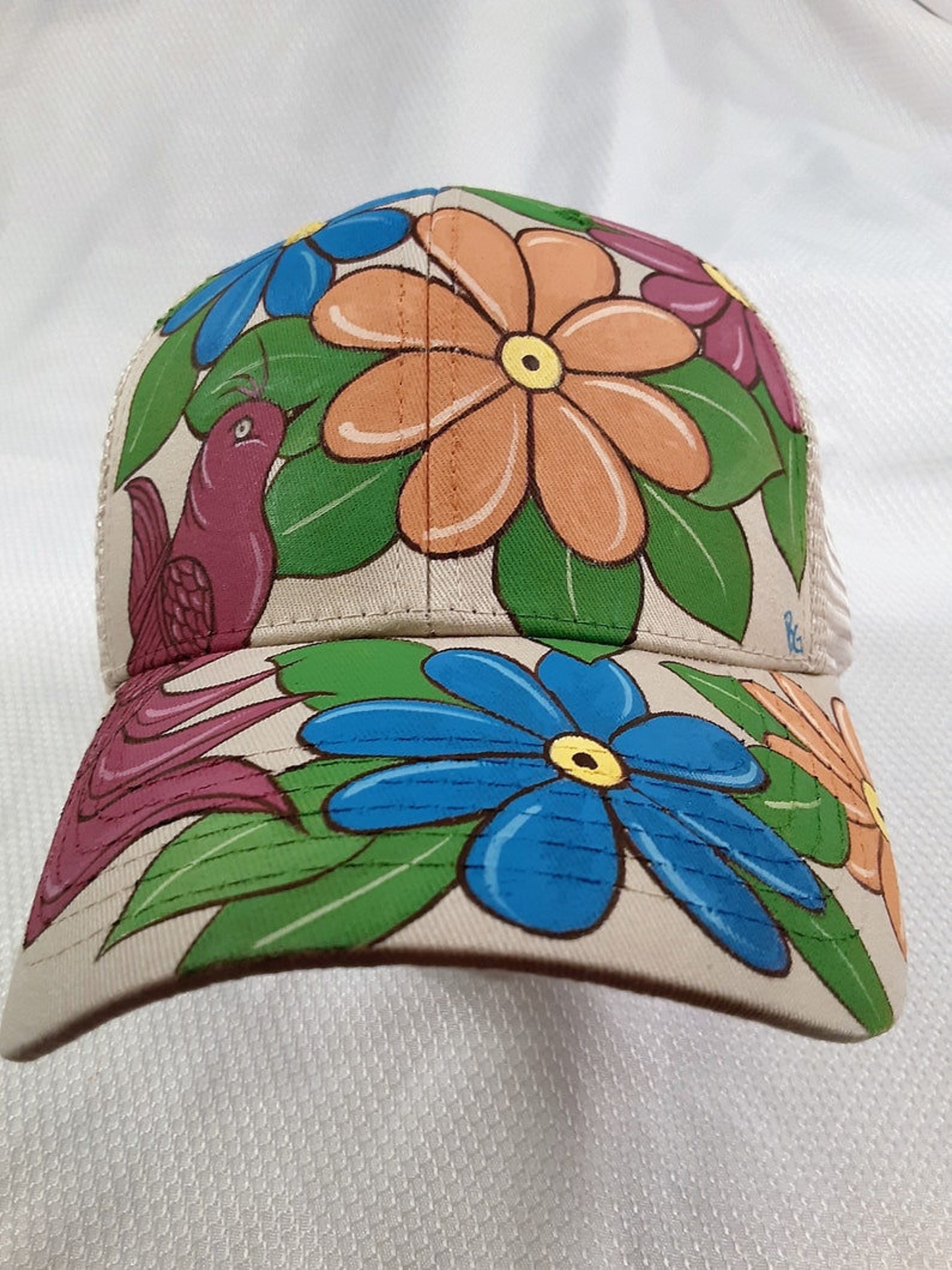 Mexican Trucker Ball Cap, Hand Painted Cap, Baseball Cap, One of a Kind ...