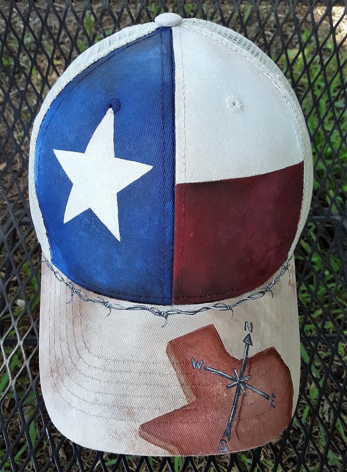 Texas Direction Trucker Cap, Adult Hand Painted Cap for Men or Women ...