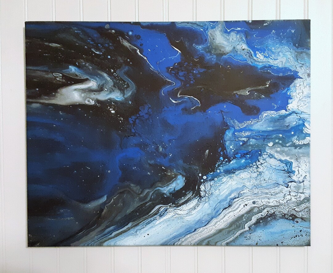 Ocean Surf 16" X 20" Canvas Painting, Abstract Ocean Art, Blue Painting ...