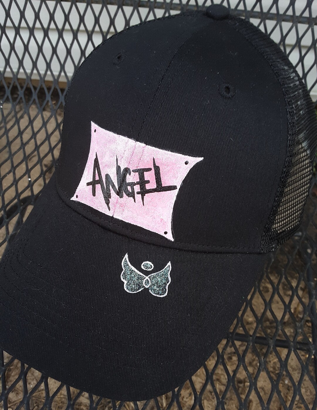 Teen Angel Trucker Cap, Hand Painted Ball Cap, Teen Hat, Baseball Caps ...