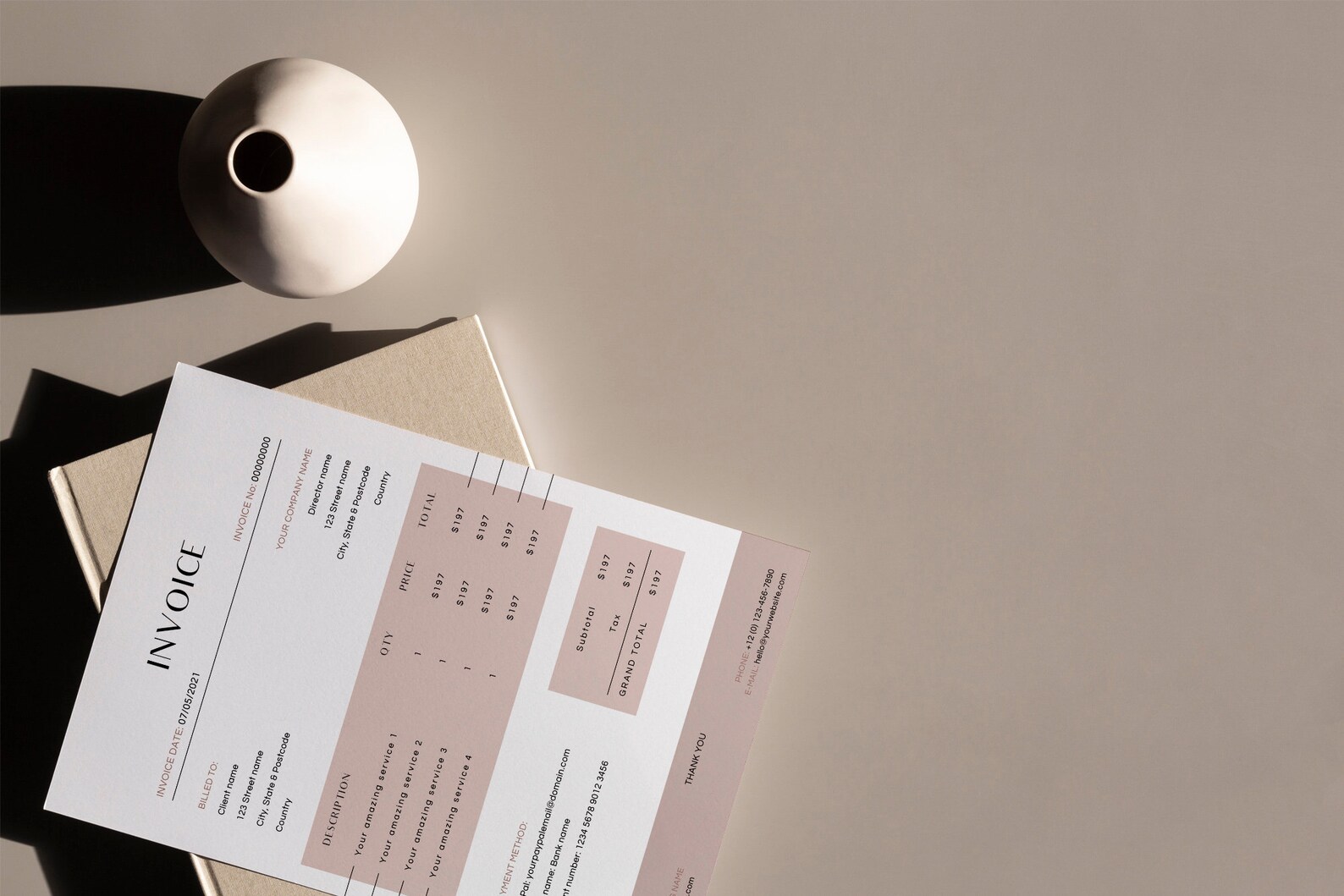 MADISON - Invoice Template CANVA | 1 Page | Printable Invoice ...