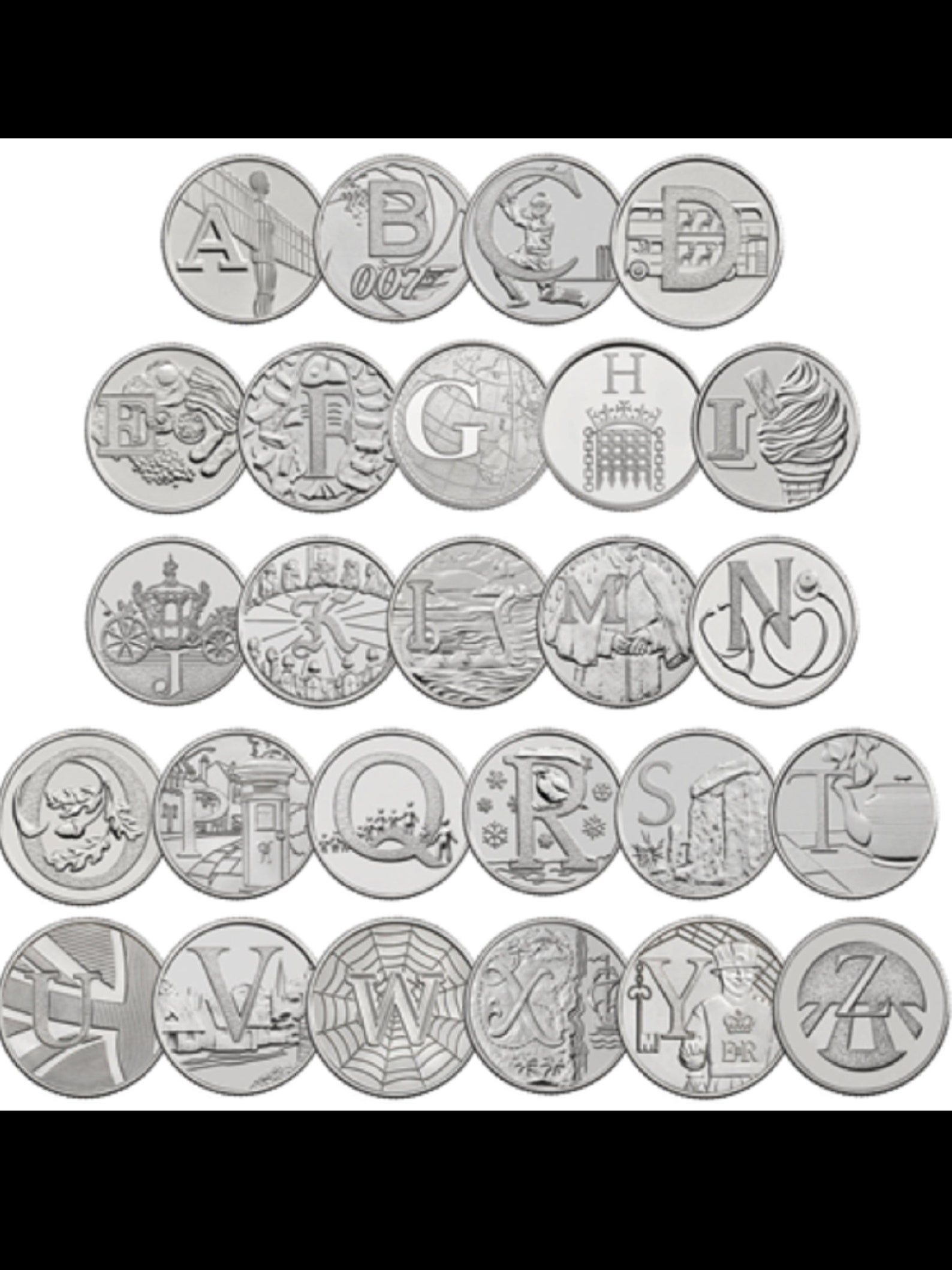 10p Coins Genuine Rare Alphabet Coin Set Uncirculated A-Z 10p | Etsy