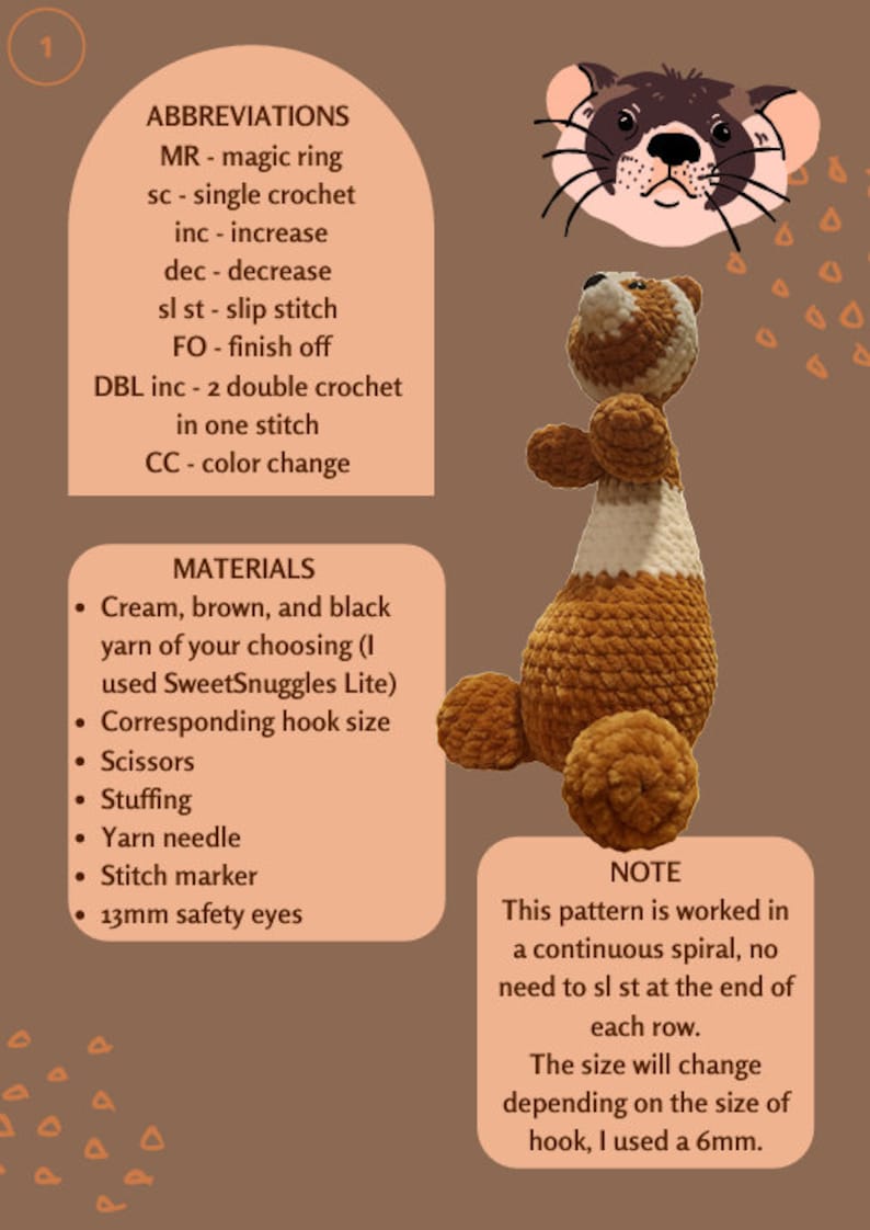 Long Silly Ferret Crochet PATTERN, Amigurumi - Etsy