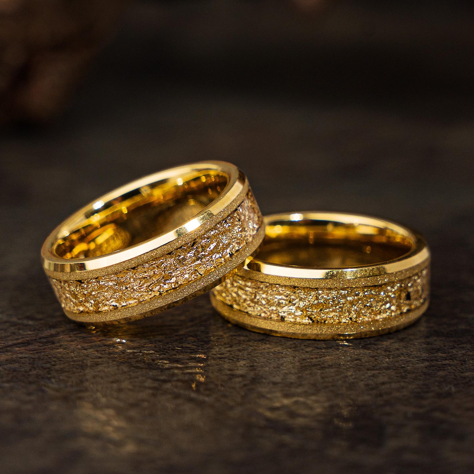 Gold 18K Men's Wedding Band, Luxury Gold Leaf Ring, Gold Filled Ring ...