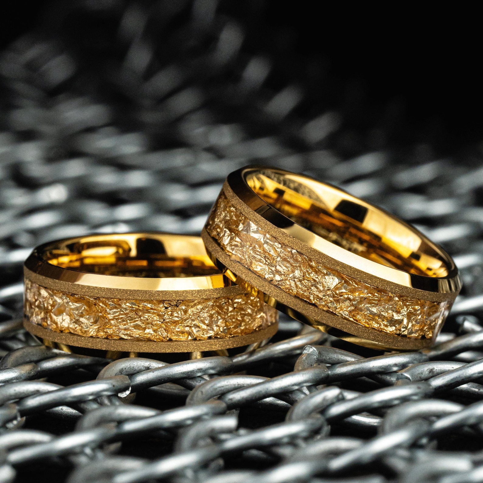 Gold 18K Men's Wedding Band, Luxury Gold Leaf Ring, Gold Filled Ring ...