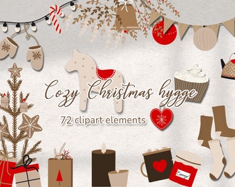 29 Watercolor Christmas Hygge Clipart Bundle Cozy Digital - Etsy
