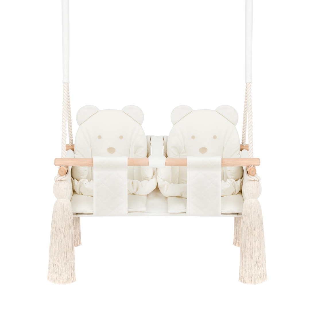 Twins Swing - Double Joy for Twins | Wood Frame | Quilted Velvet Seat ...