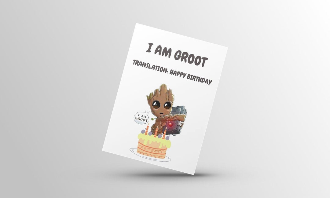 Funny Guardians of the Galaxy Groot Joke Happy Birthday Card Instant ...