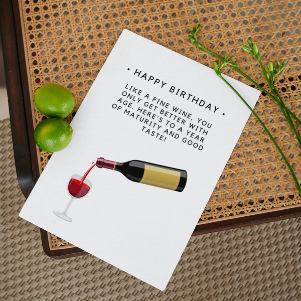 Wine Themed Birthday Card - Etsy