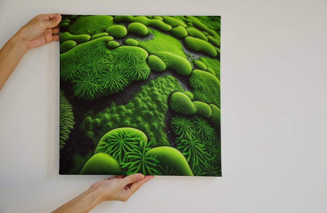 Digital Download Vibrant Green Moss Wall Art Abstract Botanical Nature ...