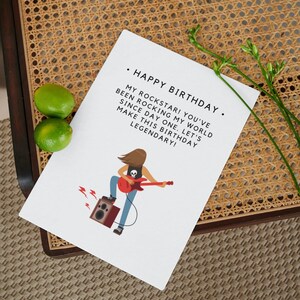 Rockstar Birthday Card for Husband and Boyfriend Happy Birthday Digital ...