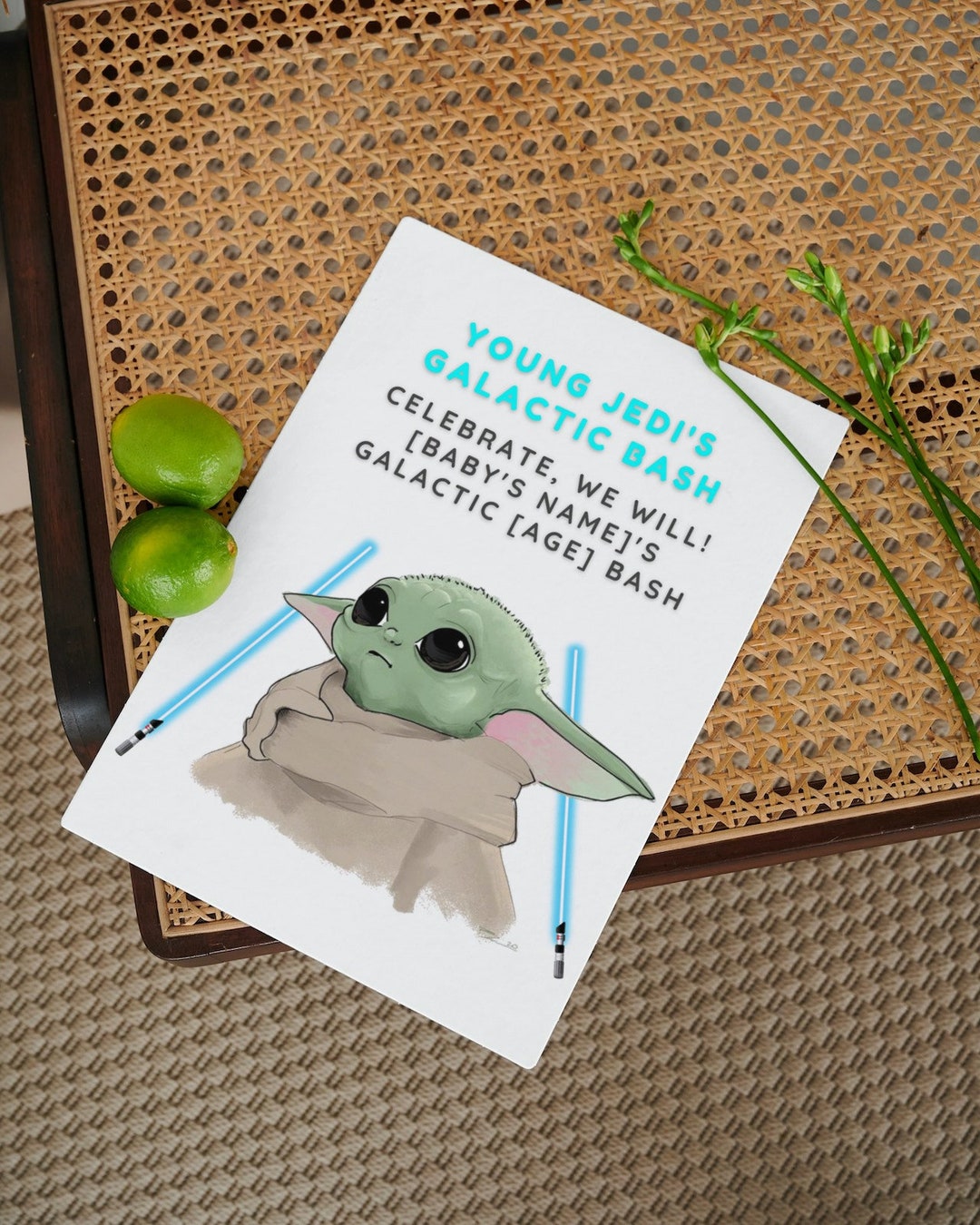 Personalized Baby Yoda Galactic Birthday Card baby's Name's age Bash - Etsy
