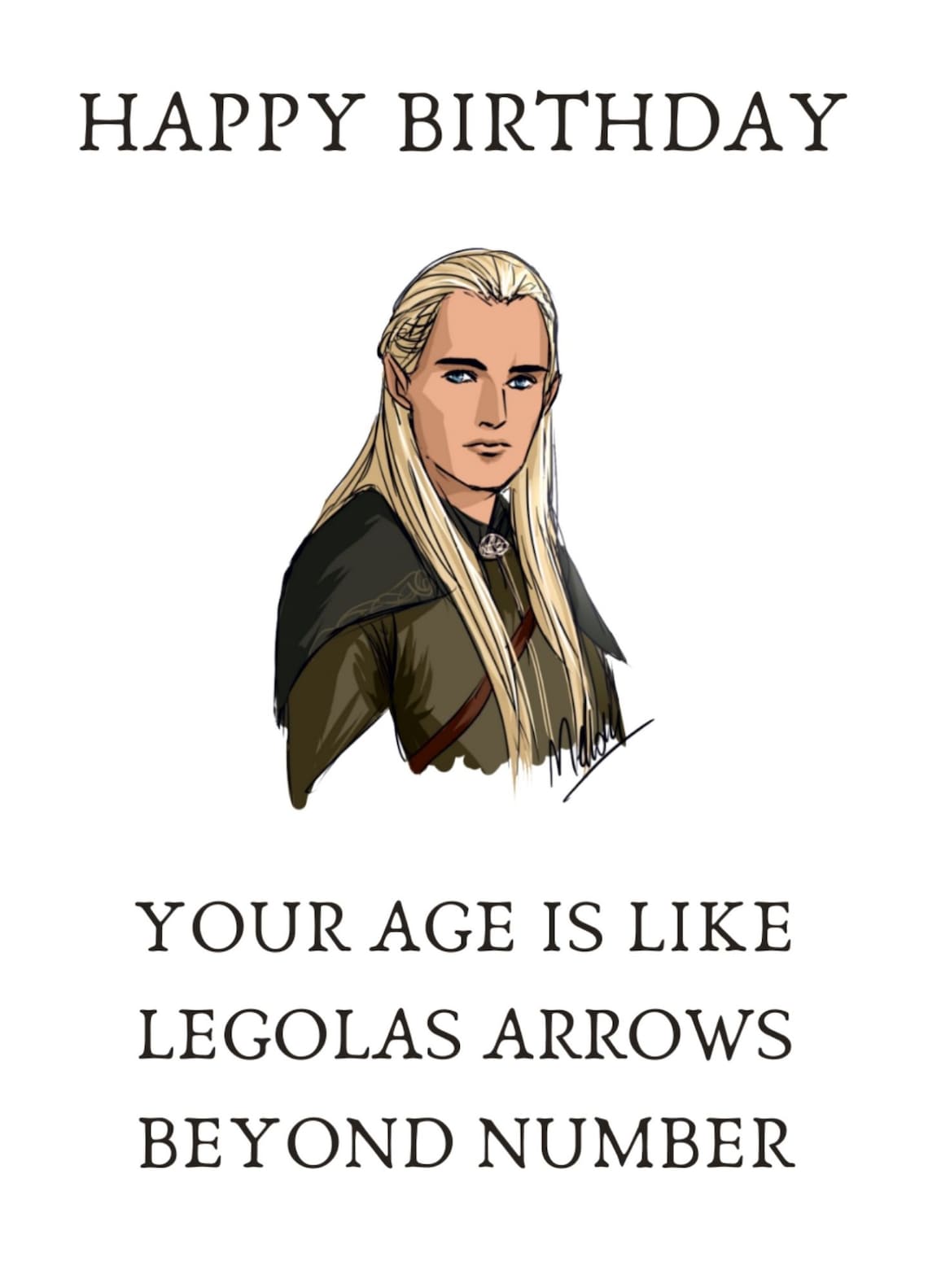 Funny Lotr Legolas Your Age is Like Legolas Arrows Joke Birthday Card ...