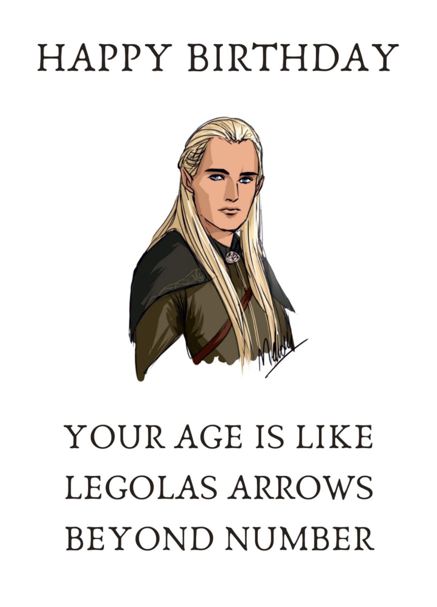 Funny Lotr Legolas Your Age is Like Legolas Arrows Joke Birthday Card ...