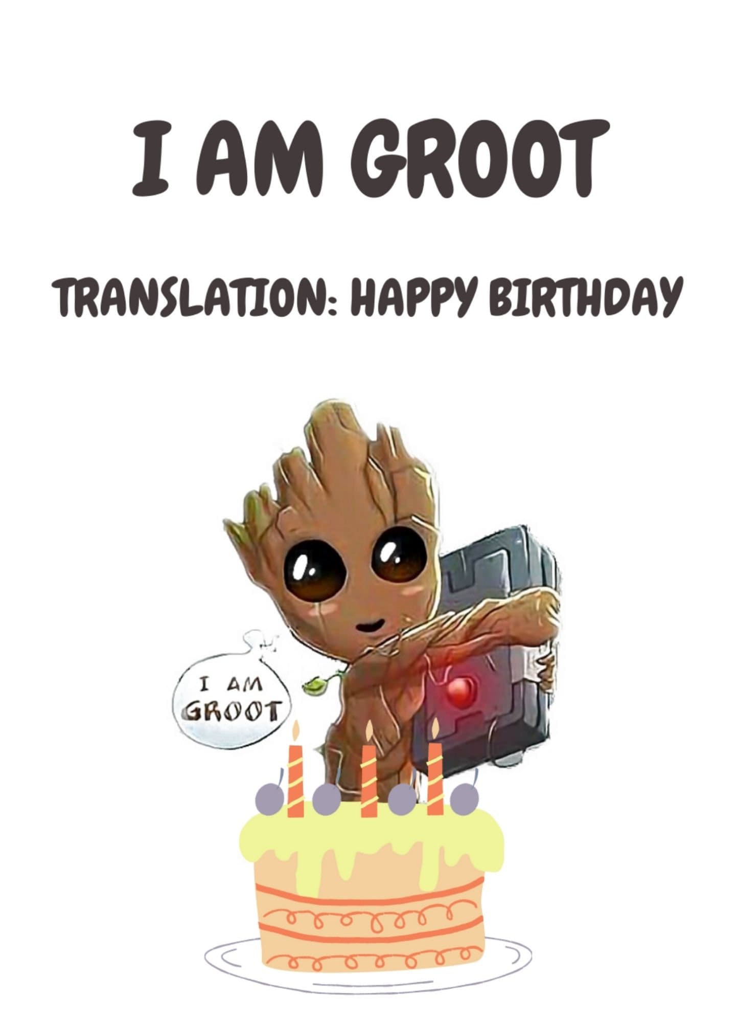 Funny Guardians of the Galaxy Groot Joke Happy Birthday Card Instant ...