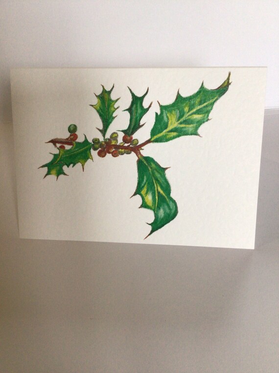 Hand Crafted Holly Sprig Card One Design - Etsy