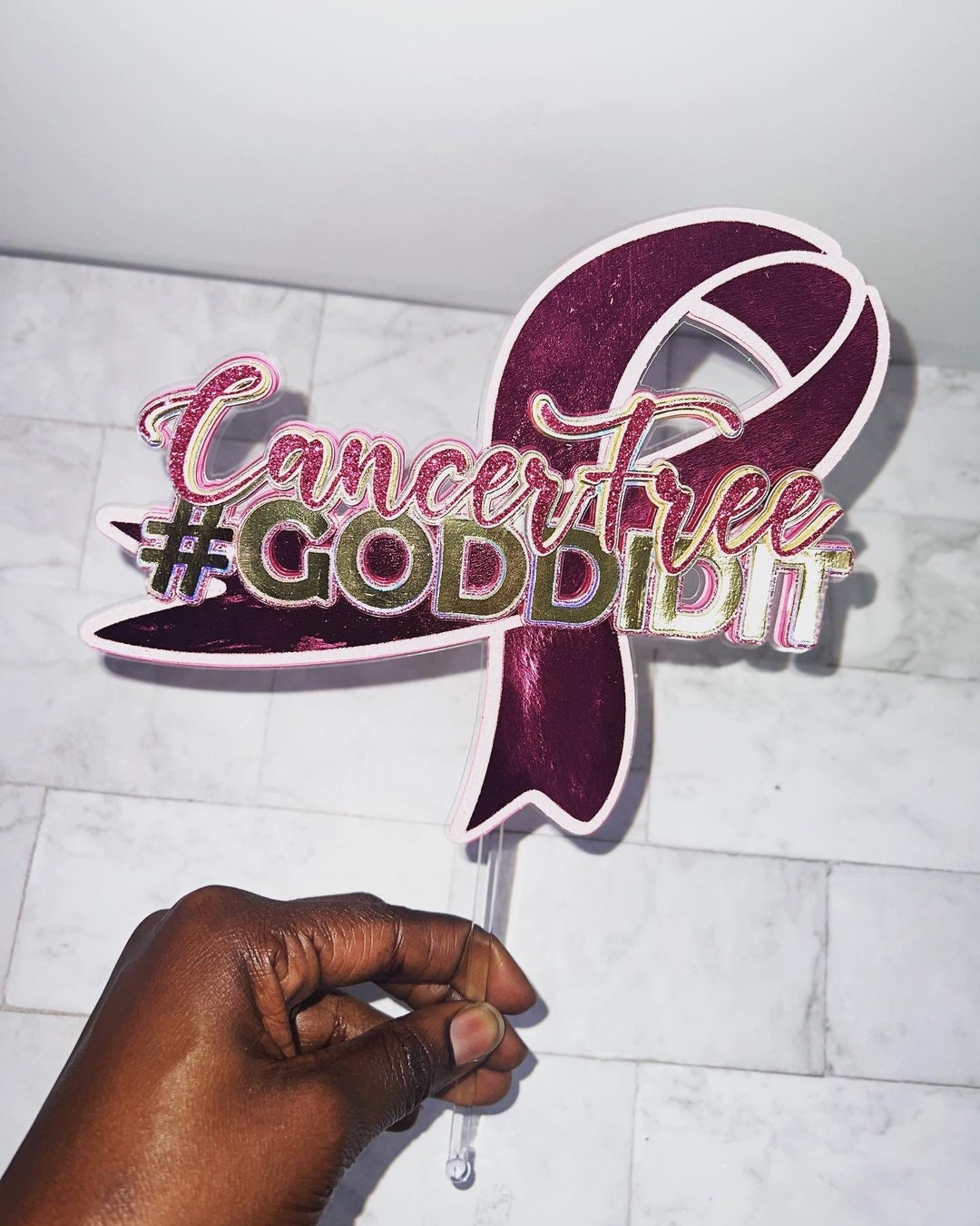 Cancer Free Cake Topper God Did It Cancer Free Celebration Remission ...