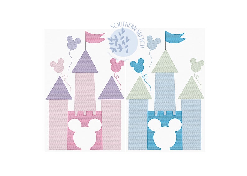 Mouse Castle With Mouse Balloons Sketch Fill, Light Fill Machine ...