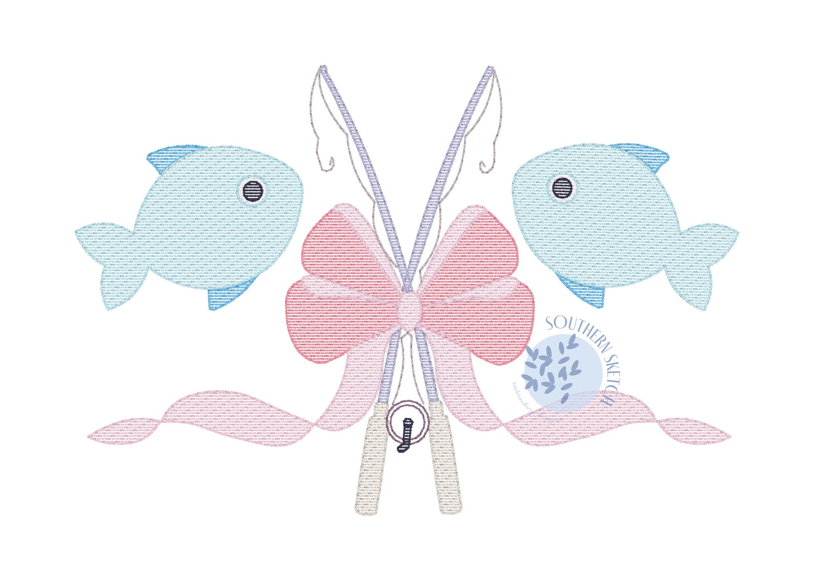 Fishing Bow Fishing Poles, Fish, Ribbon Sketch Fill Light Fill Summer ...