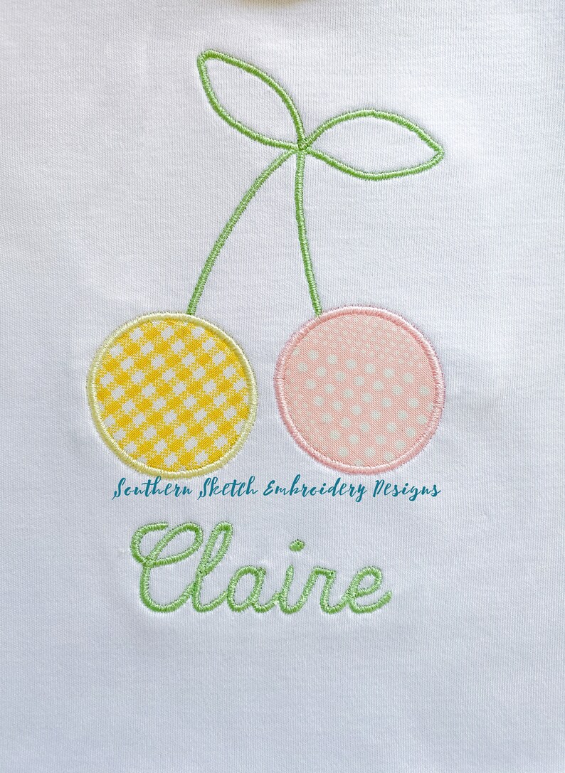 Applique Cherries Satin Stitch Machine Embroidery Design File 4x4, 5x7 ...