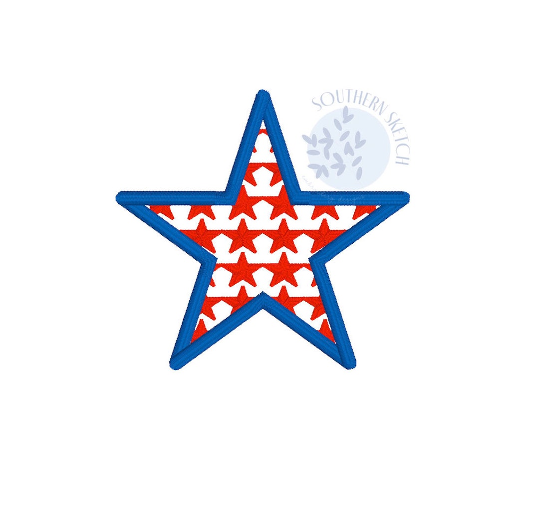 Mini Star Fill Star With Satin Stitch 4th of July Machine Embroidery ...