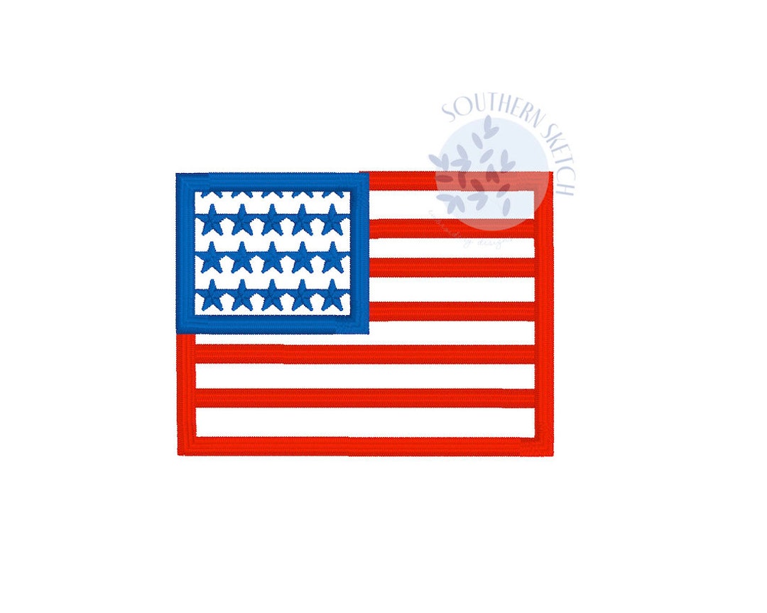 Mini Star Fill Stitch American Flag With Satin Stitch 4th of July ...