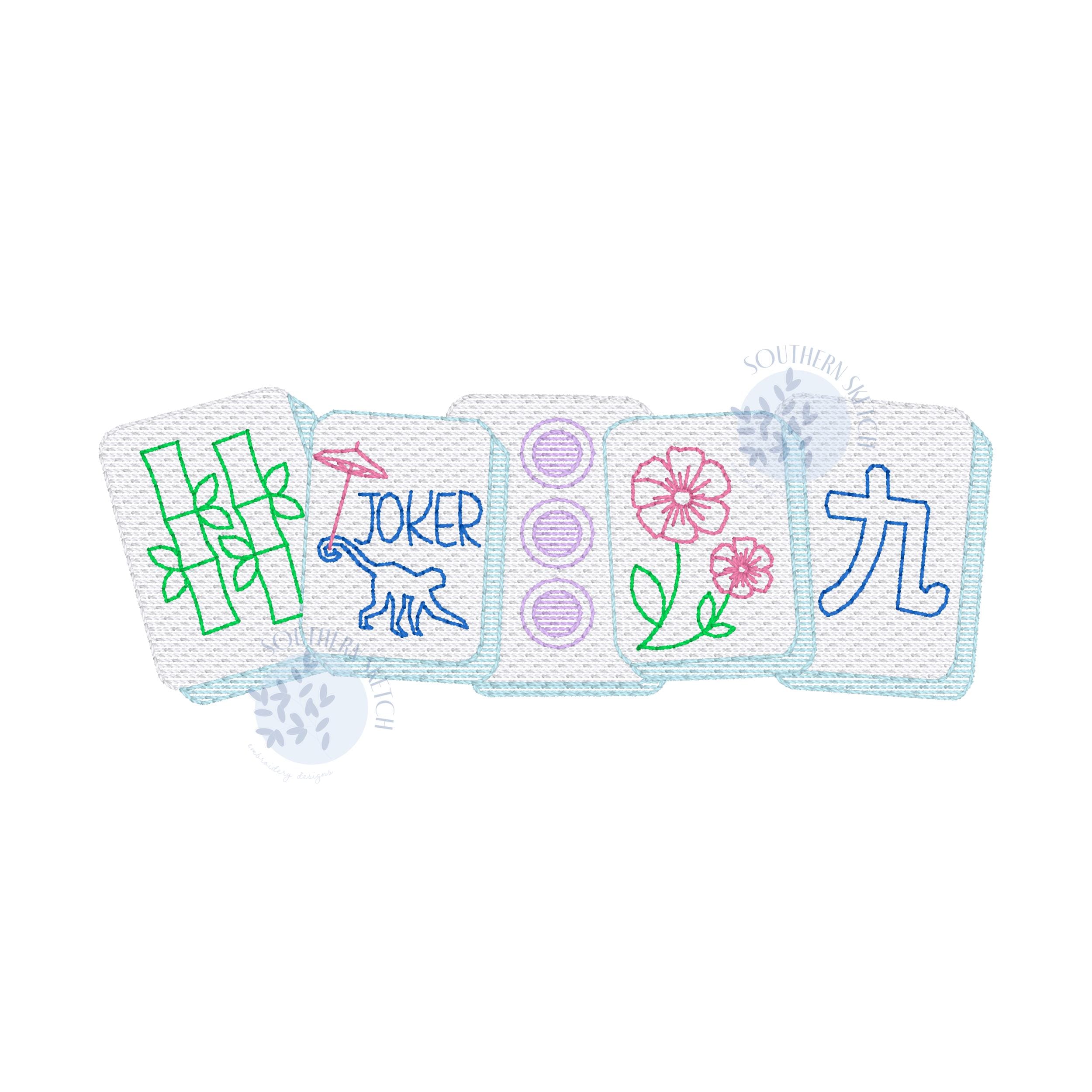 Sketch Mah Jong Tiles Mahjong Bam, Crack, Dot, Joker, Flower Moms Towel ...