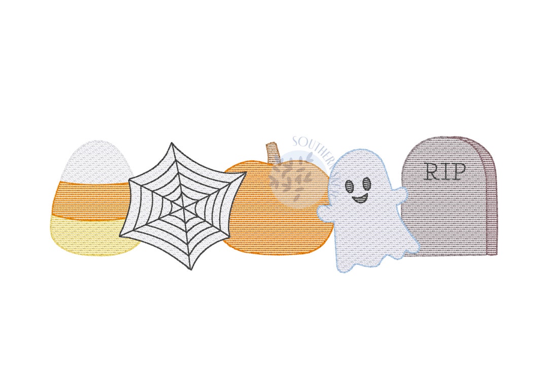 Halloween Ghost Pumpkin Tombstone Spider Web Candy Corn Sketch Light ...