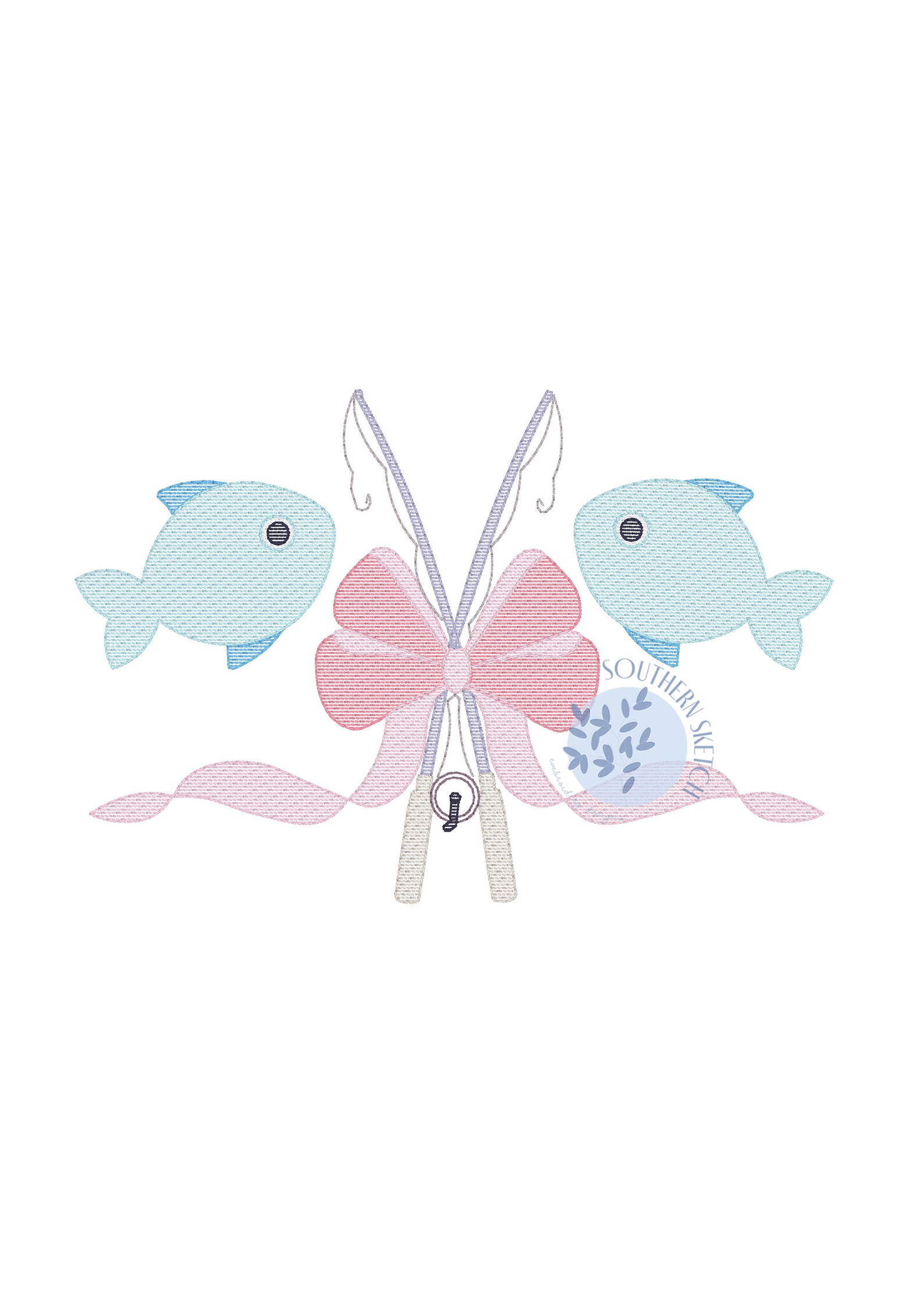 Fishing Bow Fishing Poles, Fish, Ribbon Sketch Fill Light Fill Summer ...