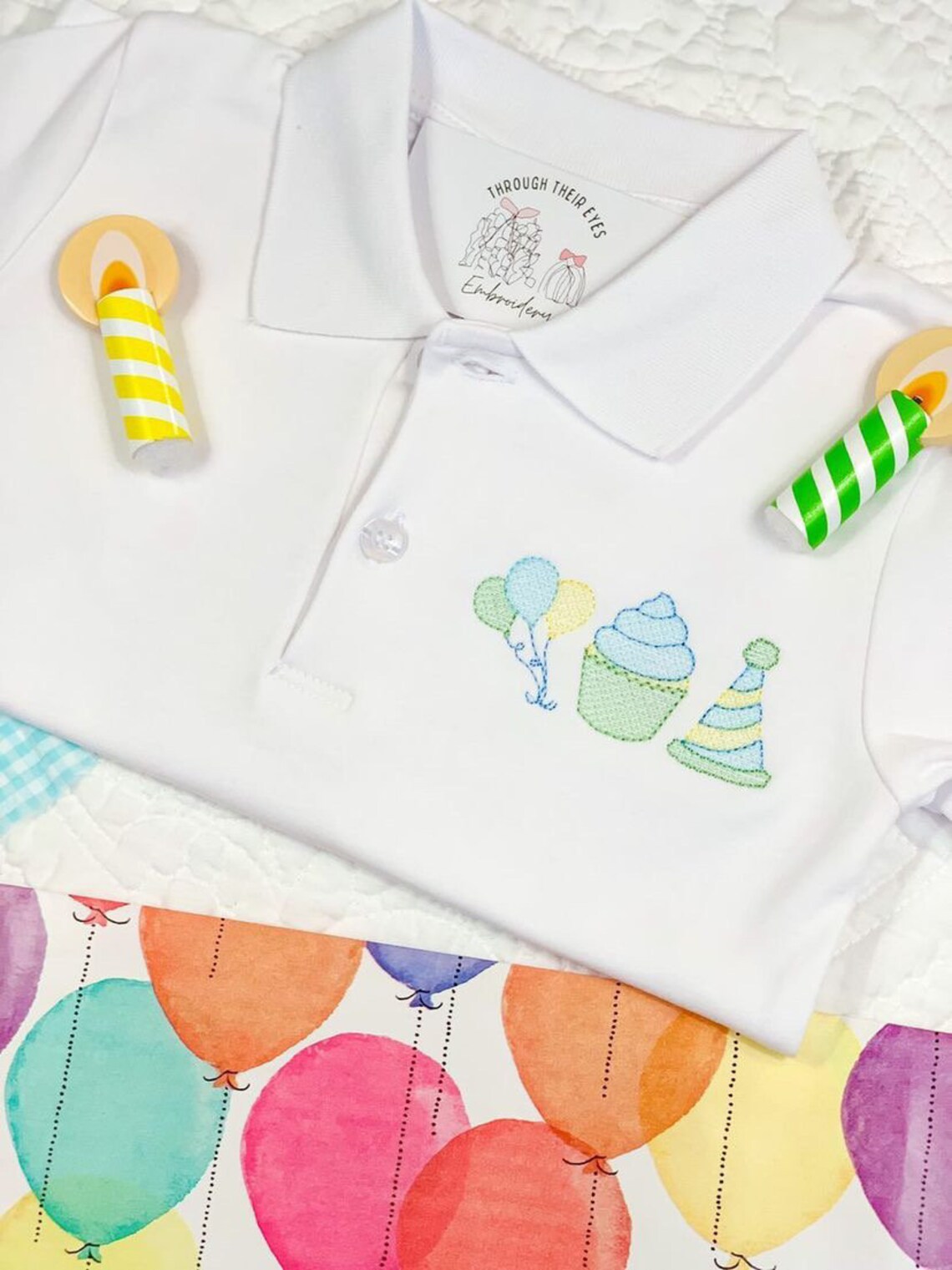 Happy Birthday Trio Balloons Cupcake Party Hat Sketch Fill - Etsy