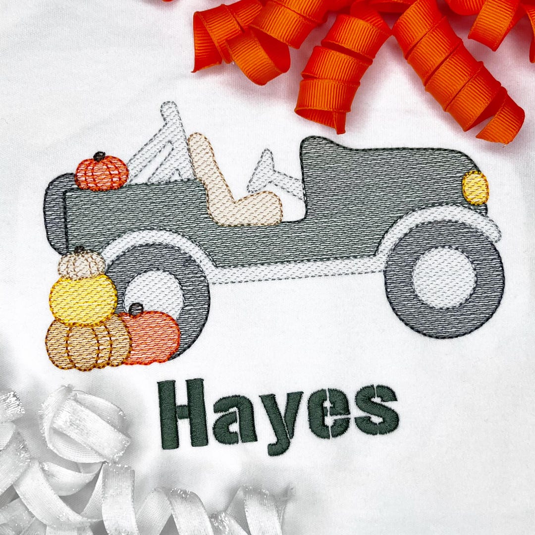 Fall Pumpkin Jeep Sketch Fill Light Fill Quick Stitch Halloween ...