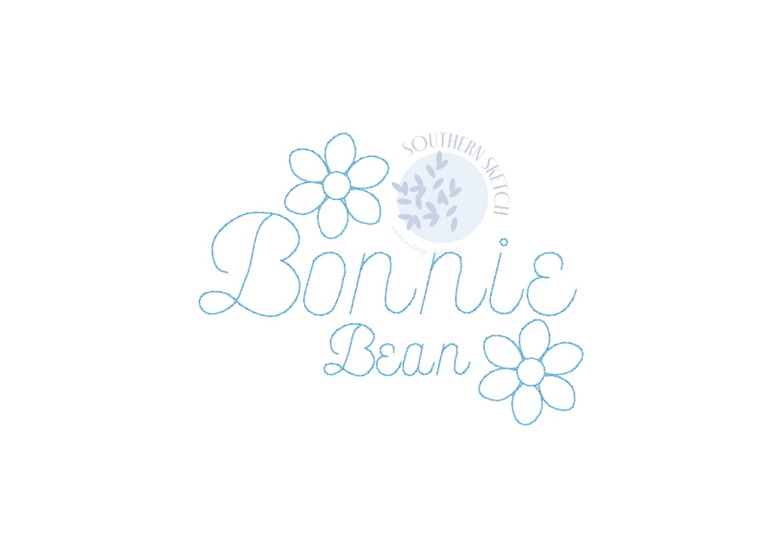 Bonnie Bean Cursive Style Floss Print Classic Machine Embroidery Bean ...