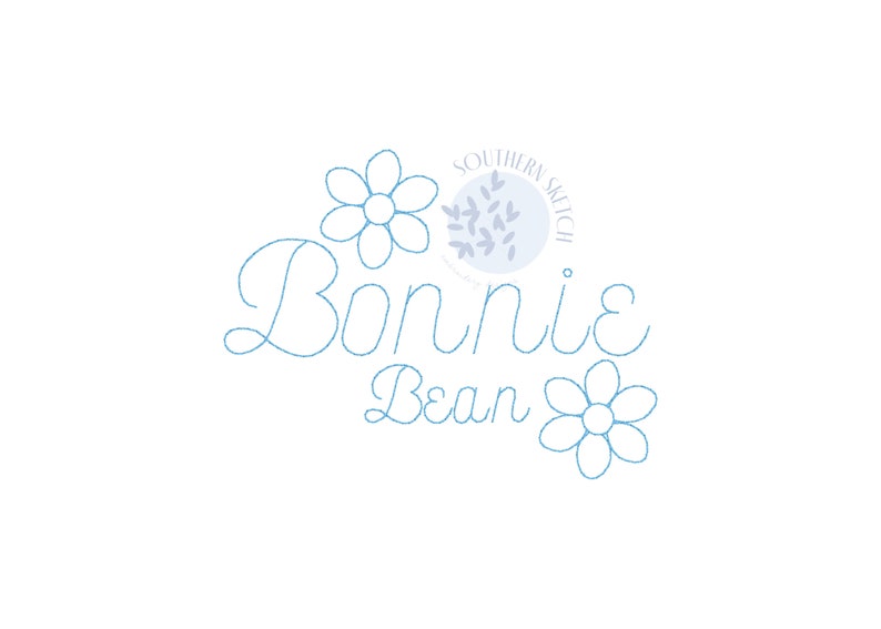 Bonnie Bean Cursive Style Floss Print Classic Machine Embroidery Bean ...