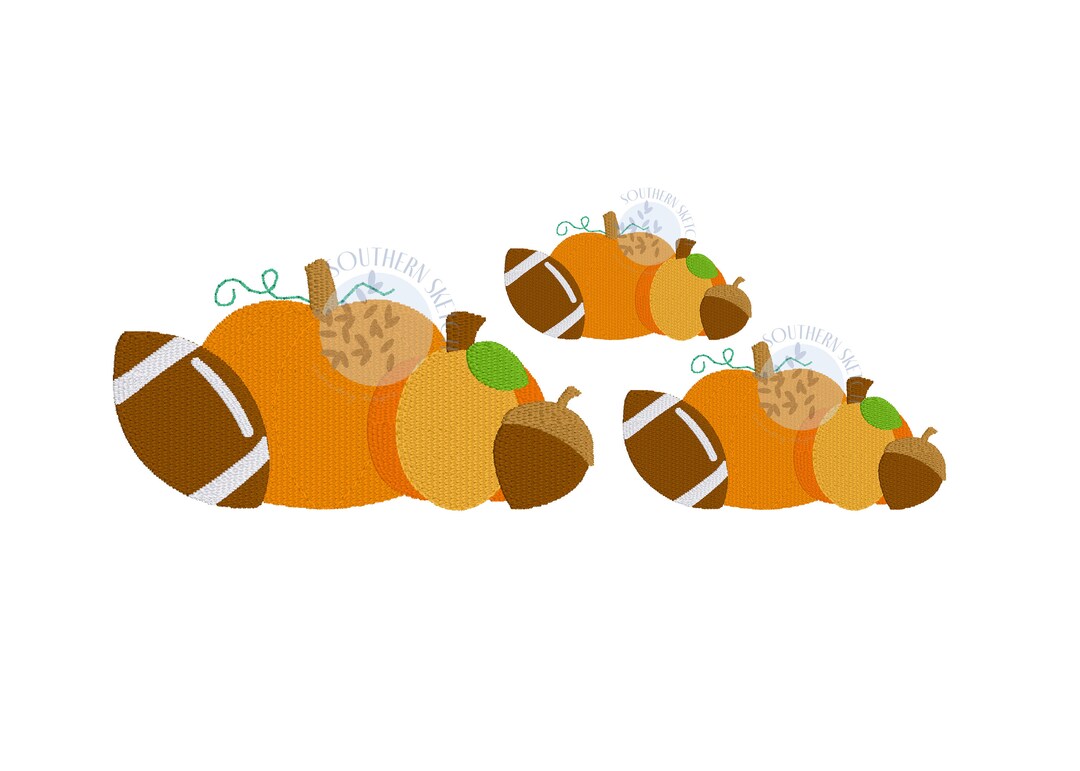 Mini Fill Stitch Fall Football Acorn and Pumpkins Machine Embroidery ...