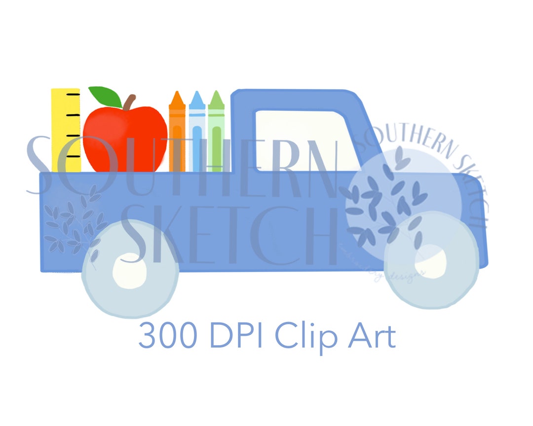 Back to School Pickup Truck Clipart Instant Digital Download Watercolor ...