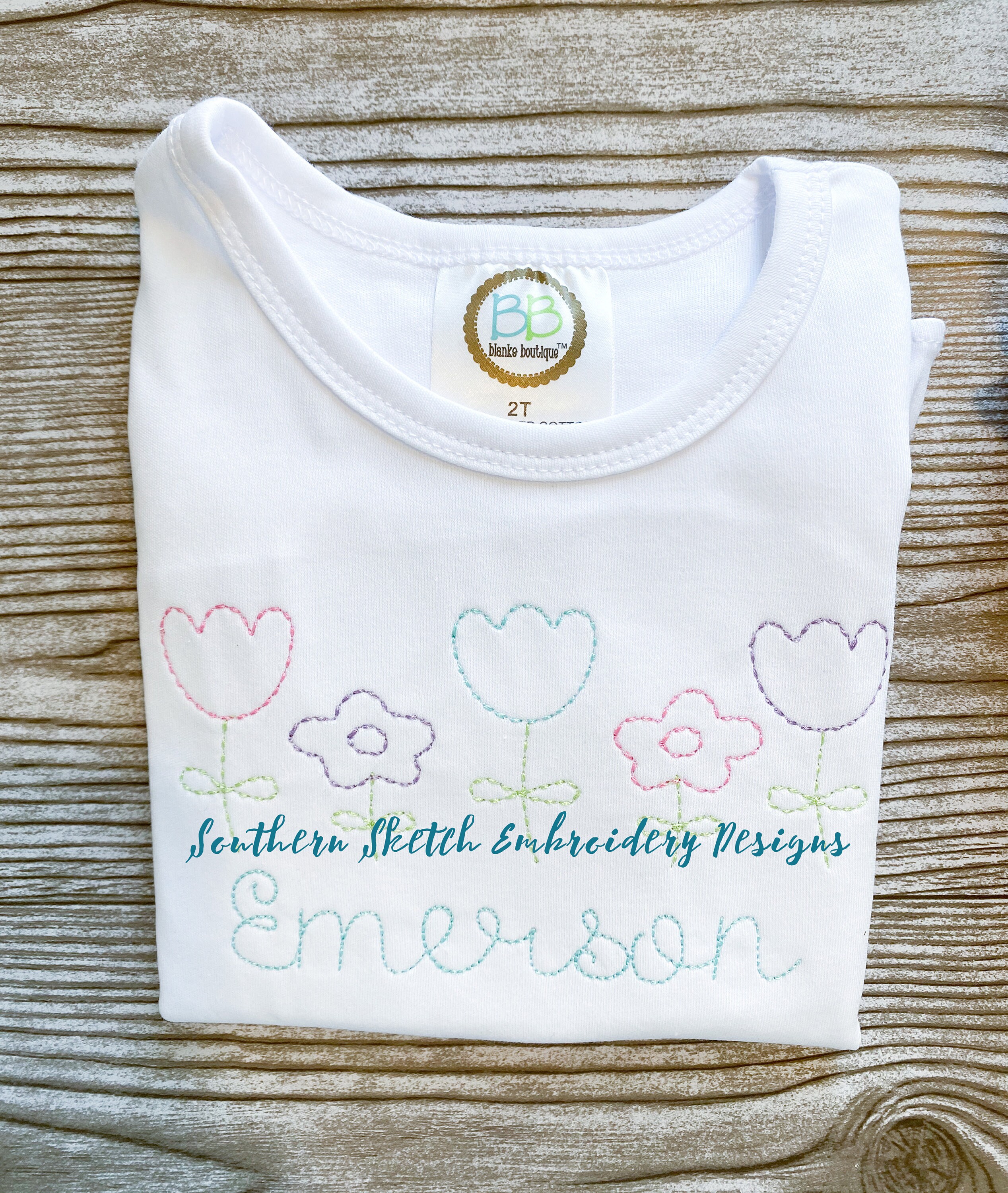 Spring Flowers Simple Quick Bean Stitch Machine Embroidery - Etsy