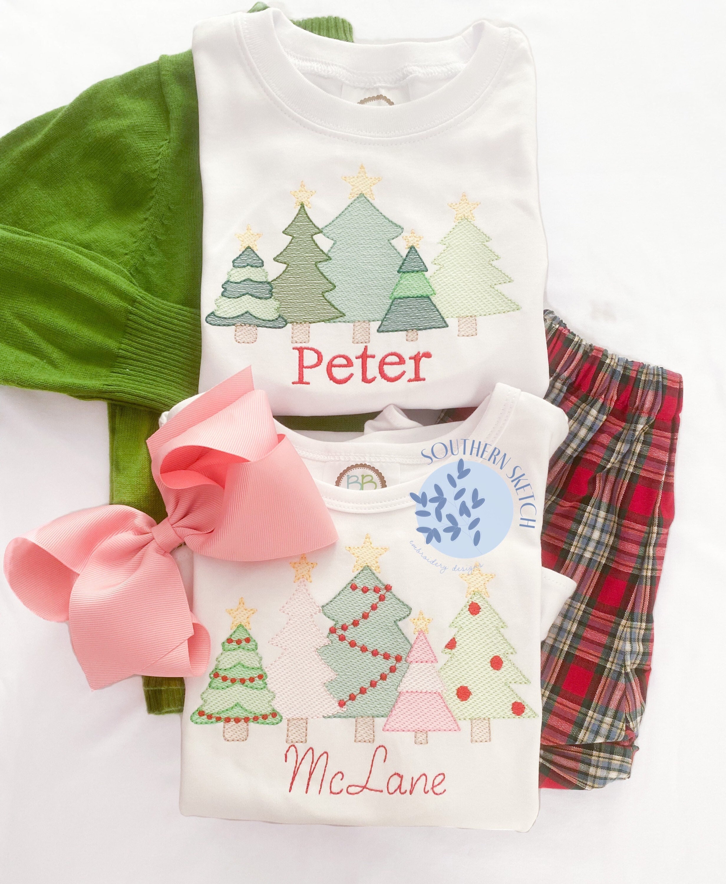 Christmas Tree Patch Sketch Fill Machine Embroidery Design | Etsy