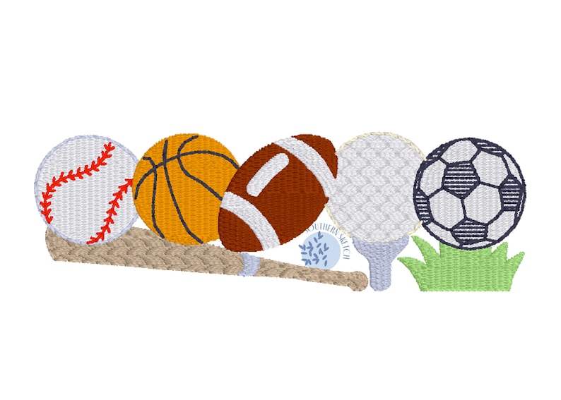 Mini Fill Stitch Sports Spring Summer Basketball, Golf, Football ...