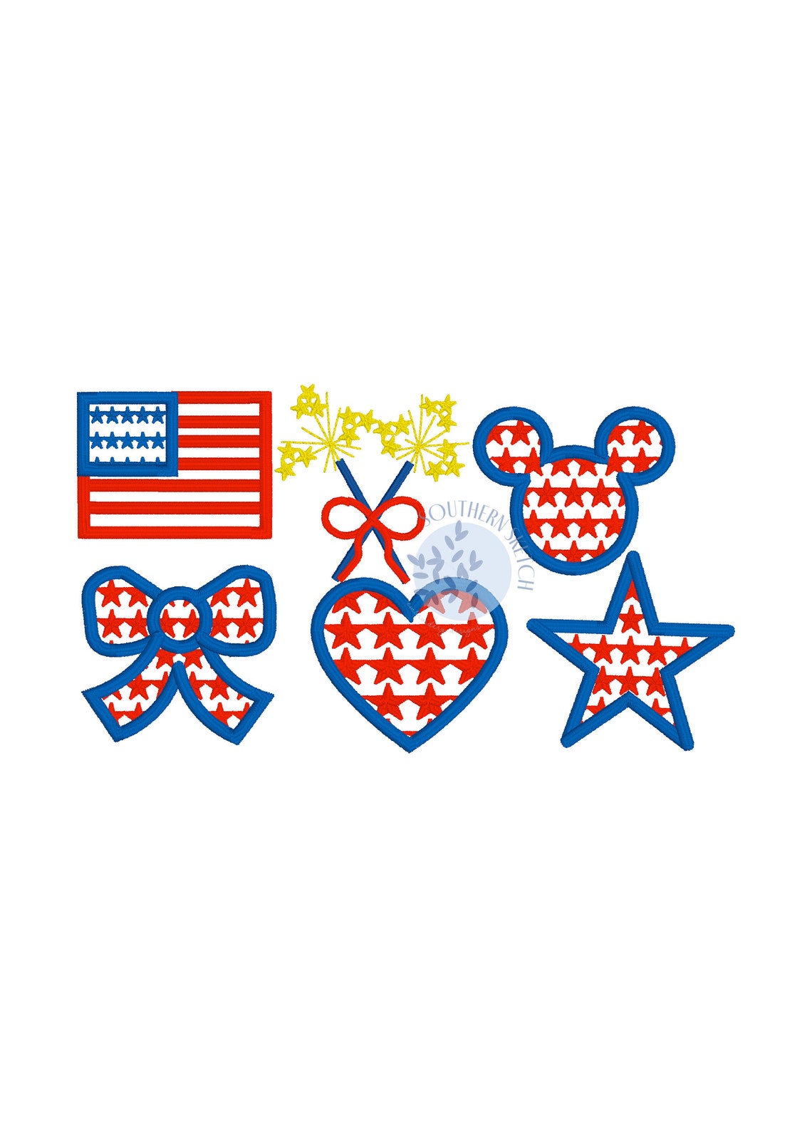 Mini Star Fill Stitch American Flag With Satin Stitch 4th of July ...