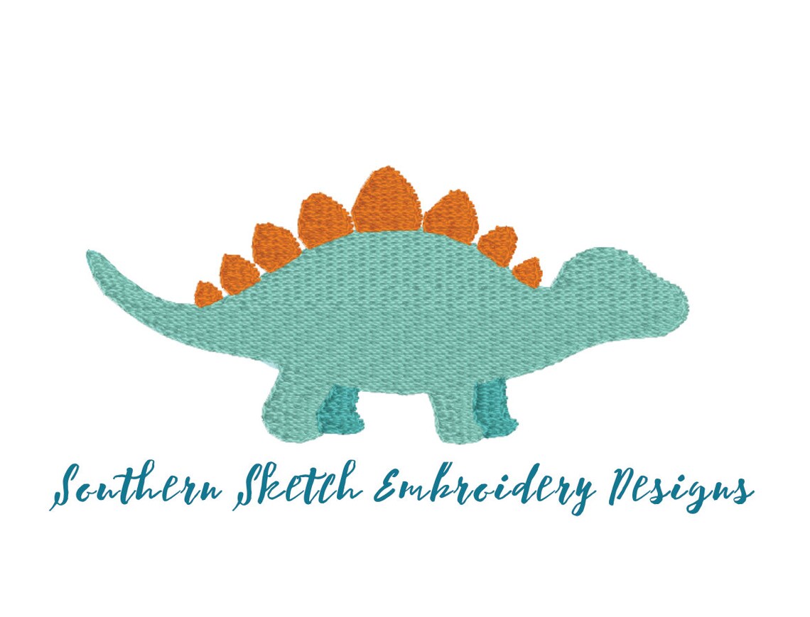 Stegosaurus Dinosaur Mini Dino Fill Stitch Machine Embroidery Design ...