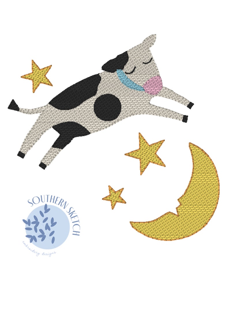 Cow Jumping Over the Moon Nursery Rhyme Newborn Baby Sketch | Etsy