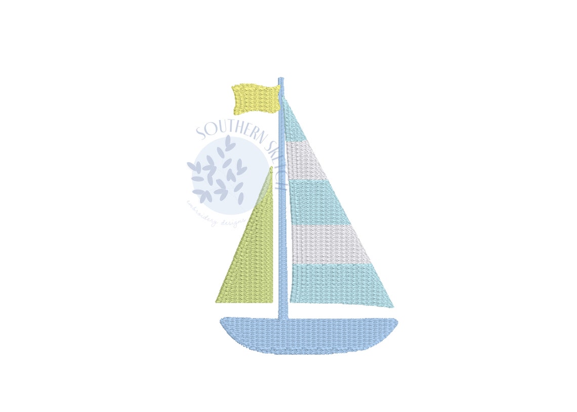 Mini Fill Stitch Sailboat Striped Machine Embroidery Design 1.5", 2", 2 ...