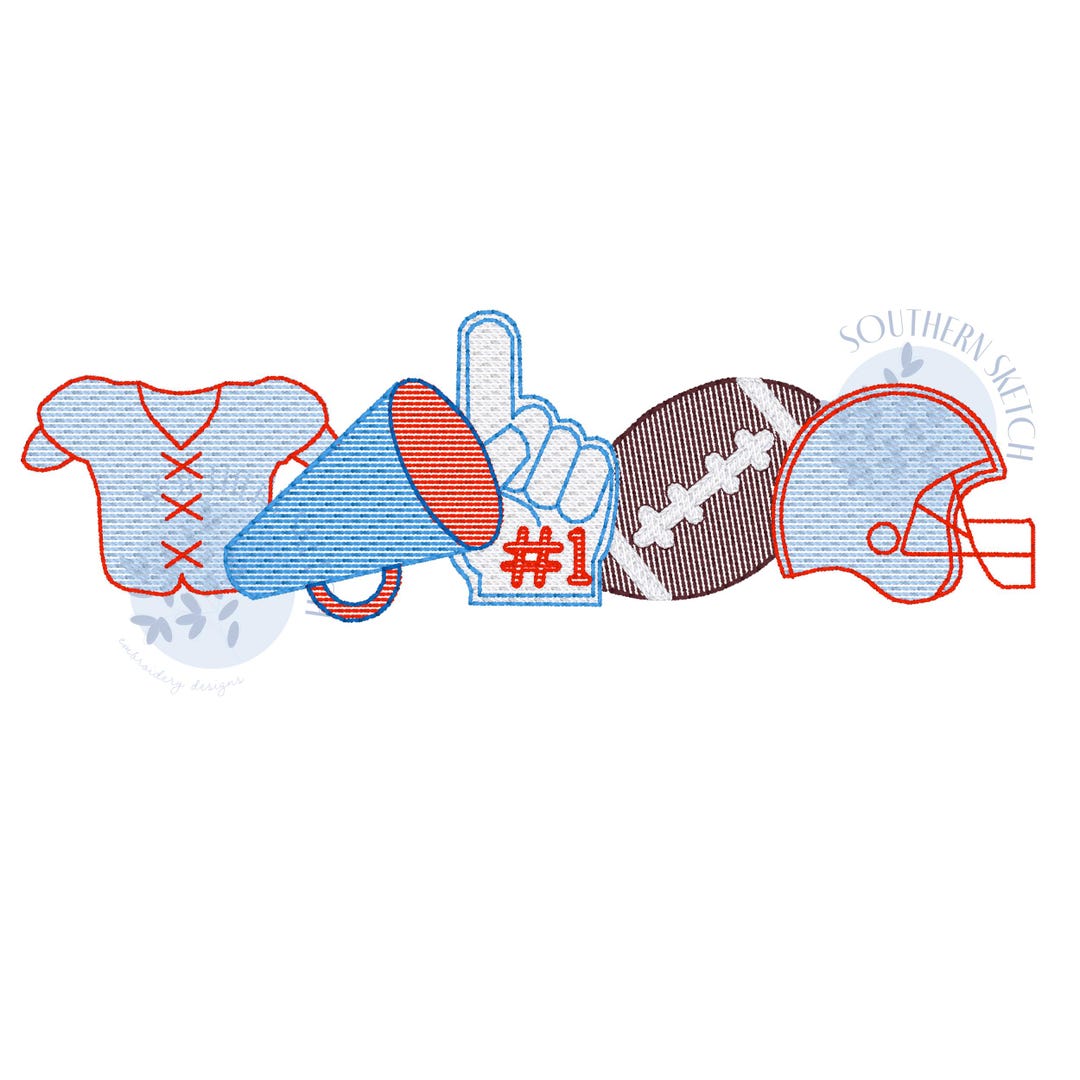 Football Helmet, Jersey, Cheerleader, Cheer, Sketch Fill Light Stitch ...