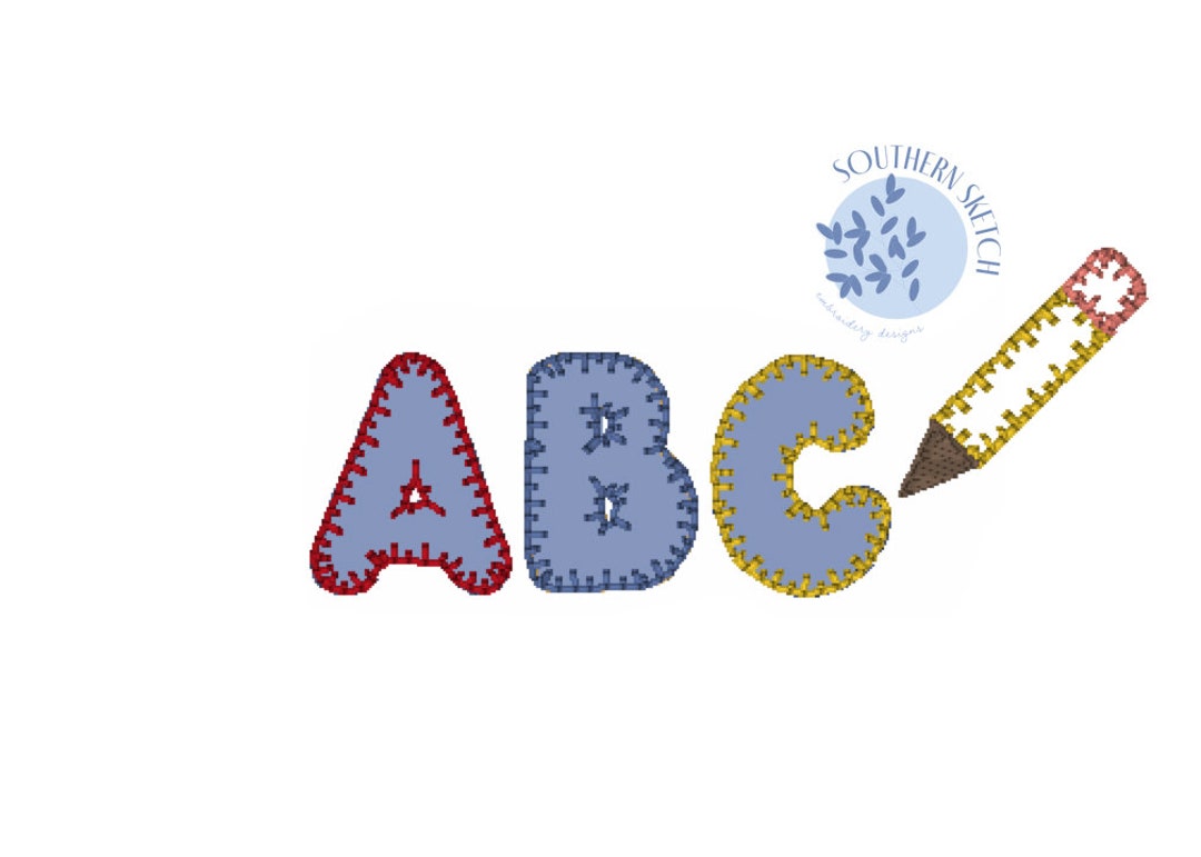 ABC Back to School Applique Alphabet Pencil Machine Embroidery Design ...
