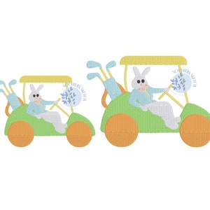 Mini Fill Stitch Easter Bunny Golf Cart Spring Minis Dad Sports Golfing ...