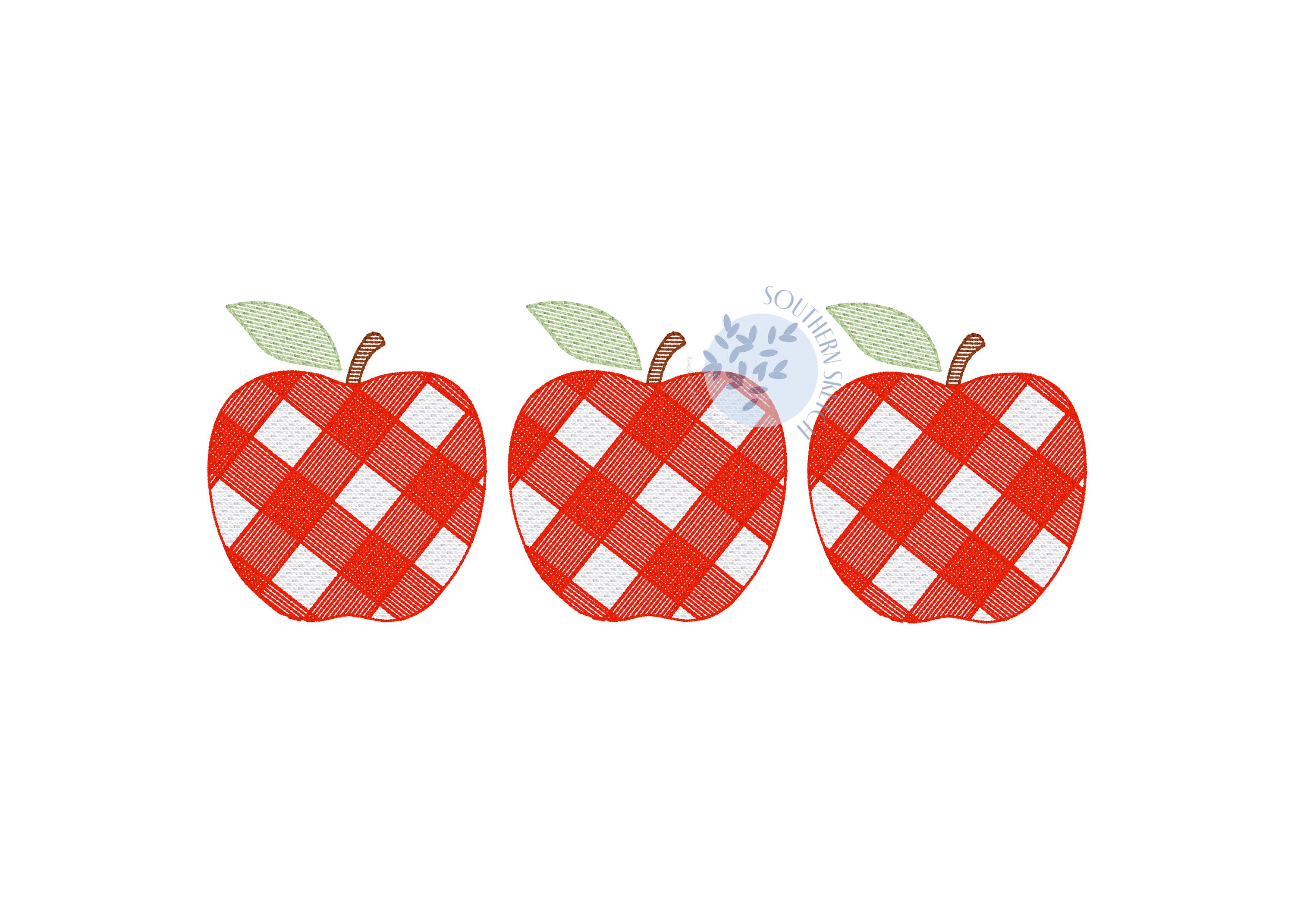 Gingham Apples Back to School Machine Embroidery Design - Etsy