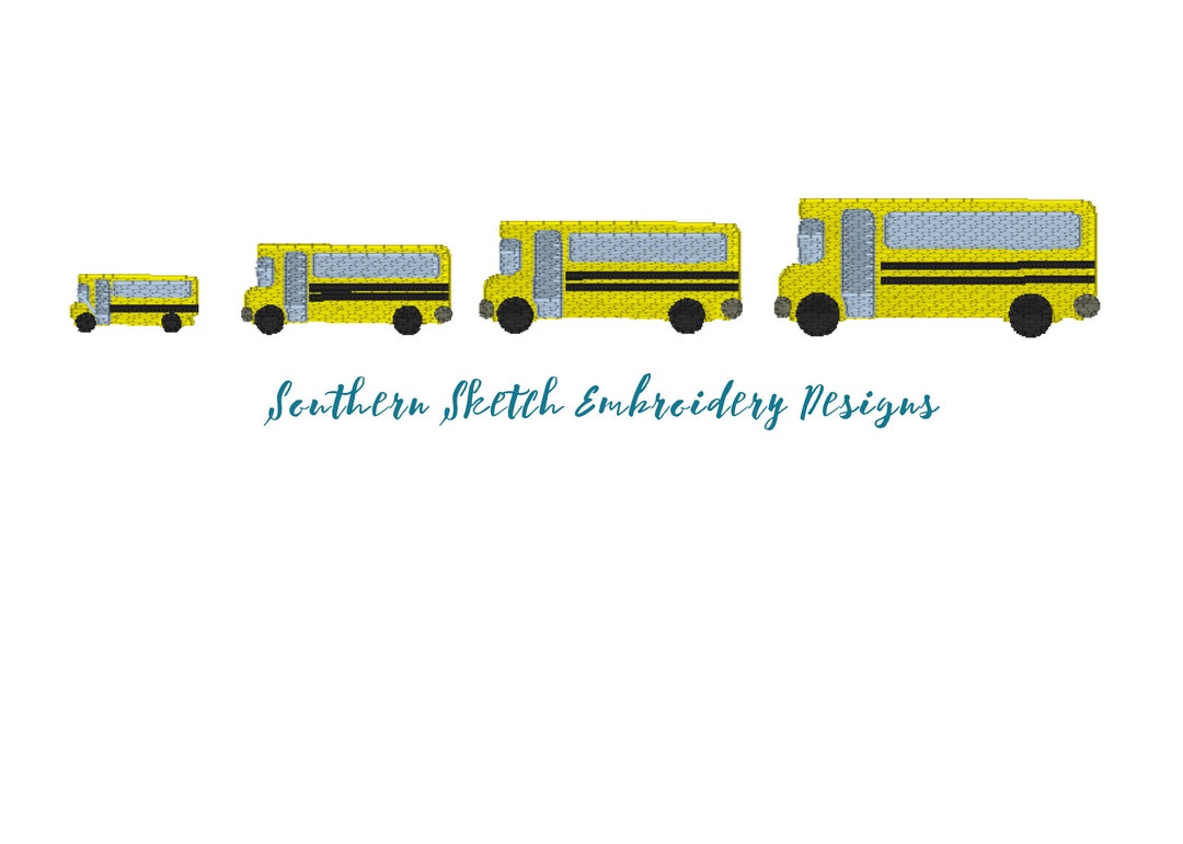 School Bus Mini Fill Stitch Back to School Fall Machine Embroidery ...